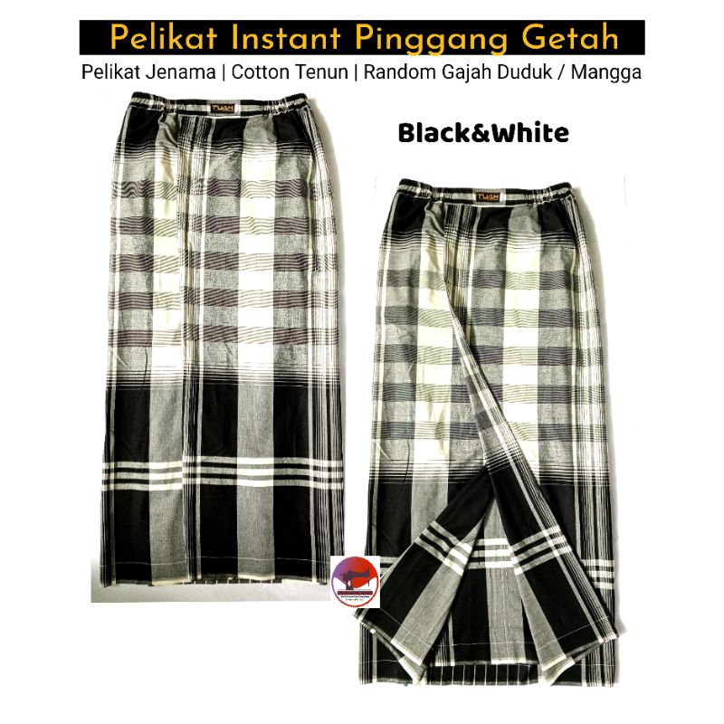 Pelikat Black & White Instant Pinggang Getah Penuh Pelikat Jenama Cotton Tenun | Shopee Malaysia