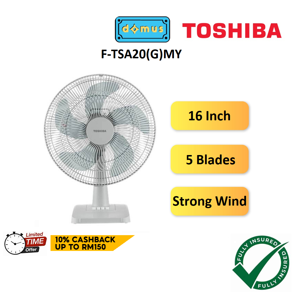 Toshiba Table Fan 16 Inch 5 Blades Desk Fan Kipas Meja Angin Kuat (16") F-TSA20(G)MY | Shopee ...