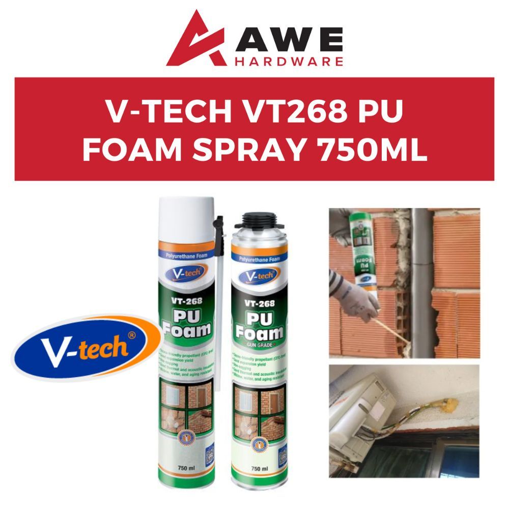 V-Tech PU Foam Spray VT268 750ml Sealing Filling Mounting Insulating ...