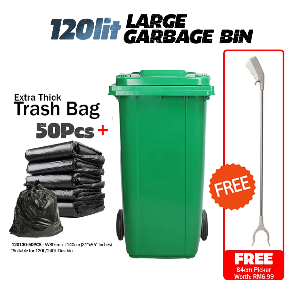 120 Liters Large 120L Dustbin Trash Can Garbage Bin Recycle Bin ...