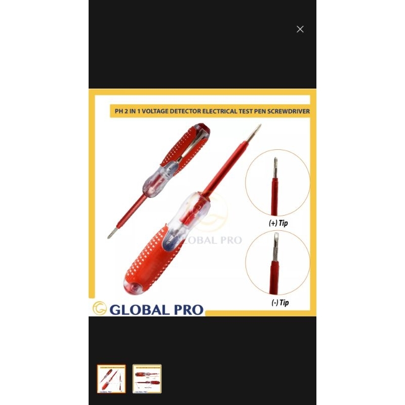 Screwdriver 2 in 1 Electrician Test Pen (+/-) 3.0 x75MM TWO WAY Test ...