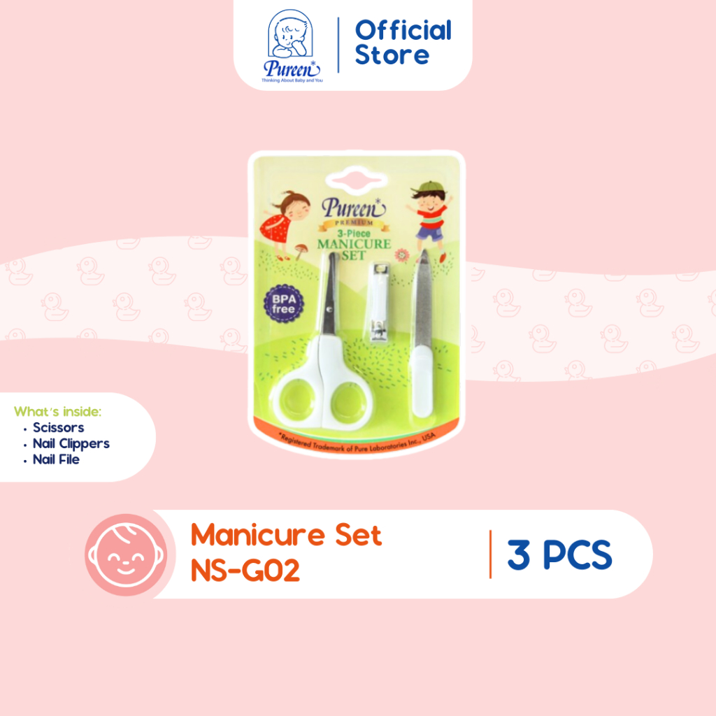 Pureen Manicure Set Scissors/Nail Clippers/Nail File - 3 Pieces NS-G02 | Shopee Malaysia