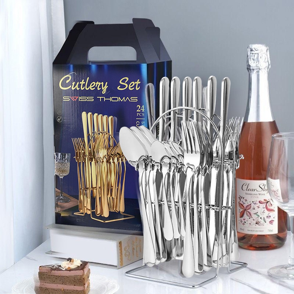 Swiss Thomas Cutlery Set 24 pcs Stainless Steel Cutlery Spoon & Fork ...