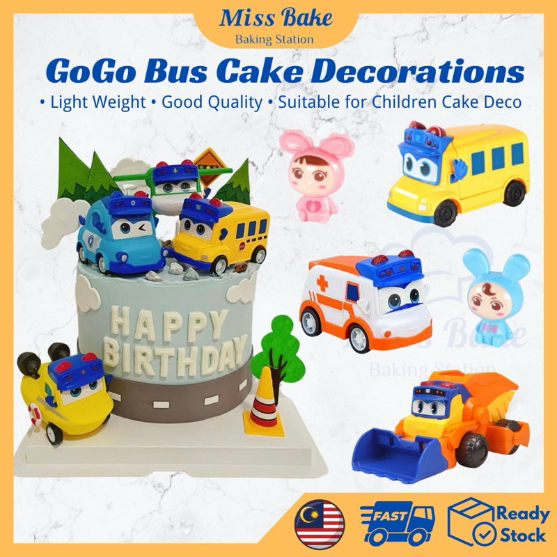 MISS BAKE Go Go Bus Cake Topper Cake Decoration Bus toys Hiasan Kek Go ...