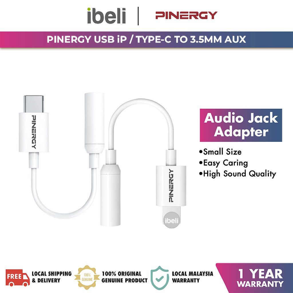 PINERGY USB iPh/ TYPE-C TO 3.5MM AUX AUDIO JACK ADAPTER | Shopee Malaysia