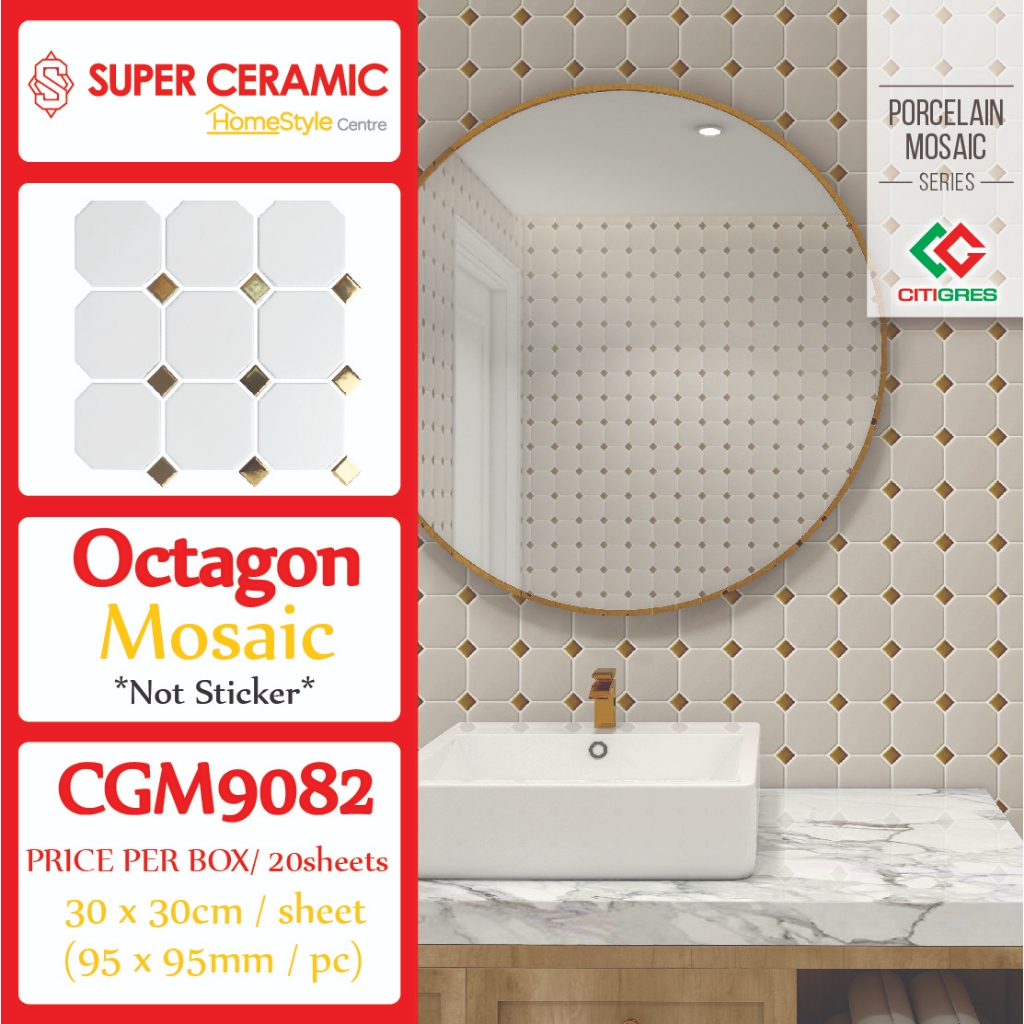 CITIGRES CGM9082 OCTAGON WHITEGOLD PORCELAIN MOSAIC 30x30cm/MOZEK ...