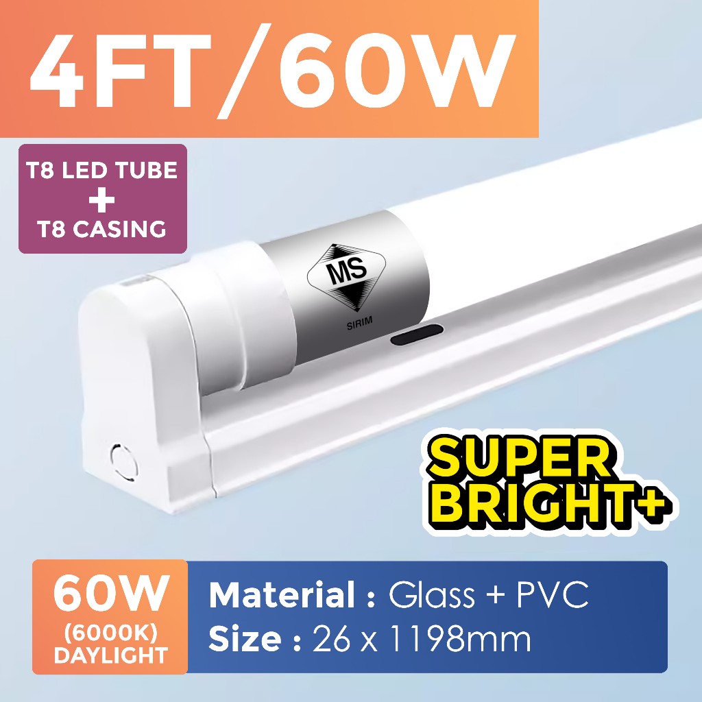【FULL SET】 T8 LED Tube Lampu Led Siling Led Ceiling Light Panjang Lampu Kalimantang Led Set With ...