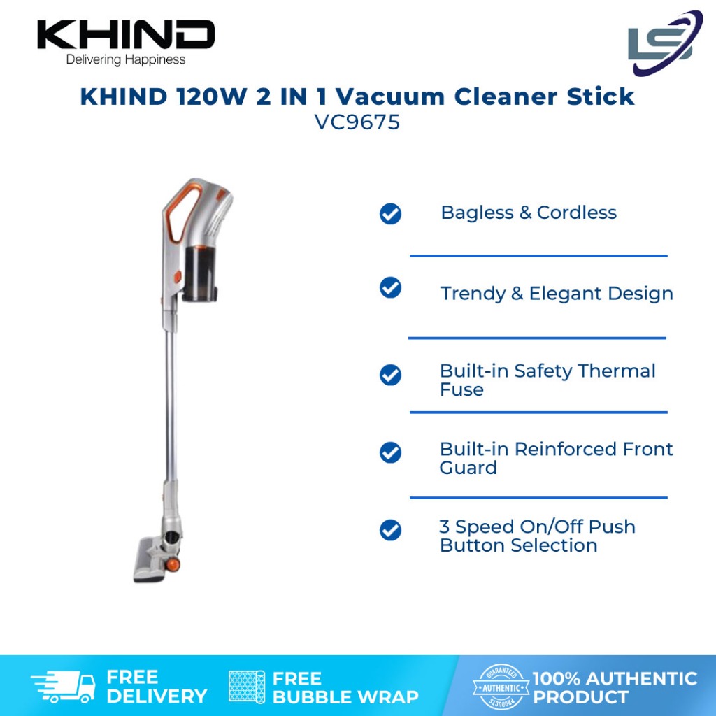 KHIND 120W Cordless Vacuum Cleaner VC9675 | Cyclone Technology | Power ...