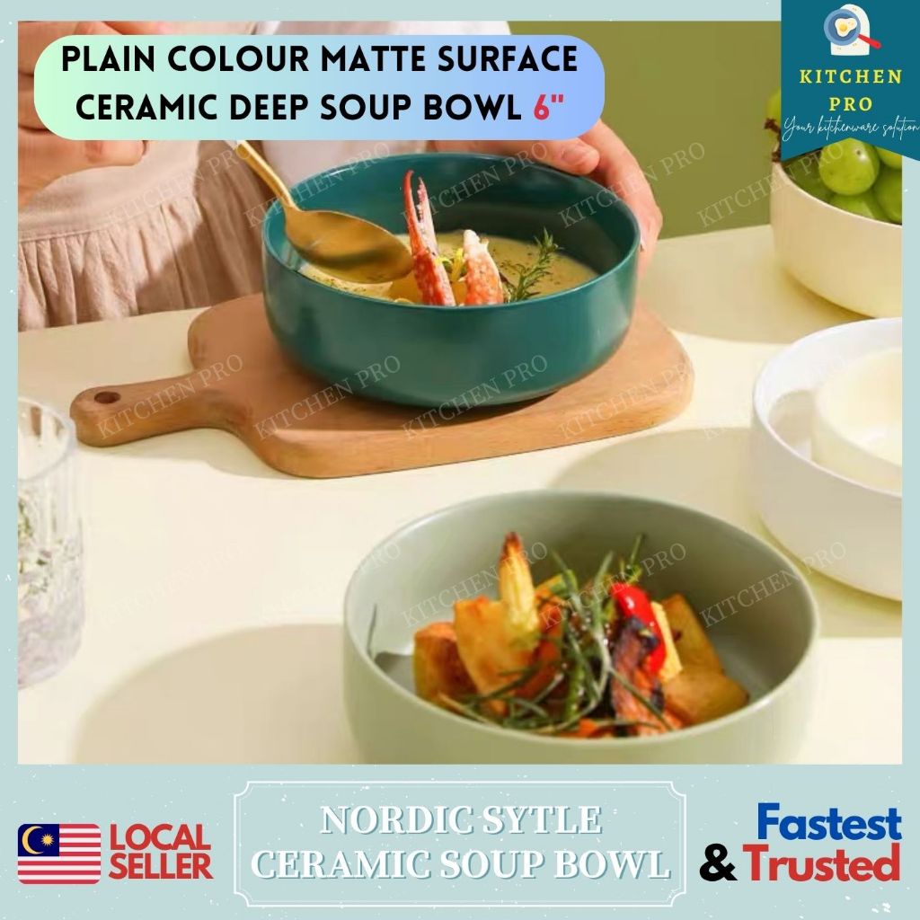 𝐊𝐈𝐓𝐂𝐇𝐄𝐍 𝐏𝐑𝐎 | Plain Colour Matte Surface Western Ceramic Round Deep ...