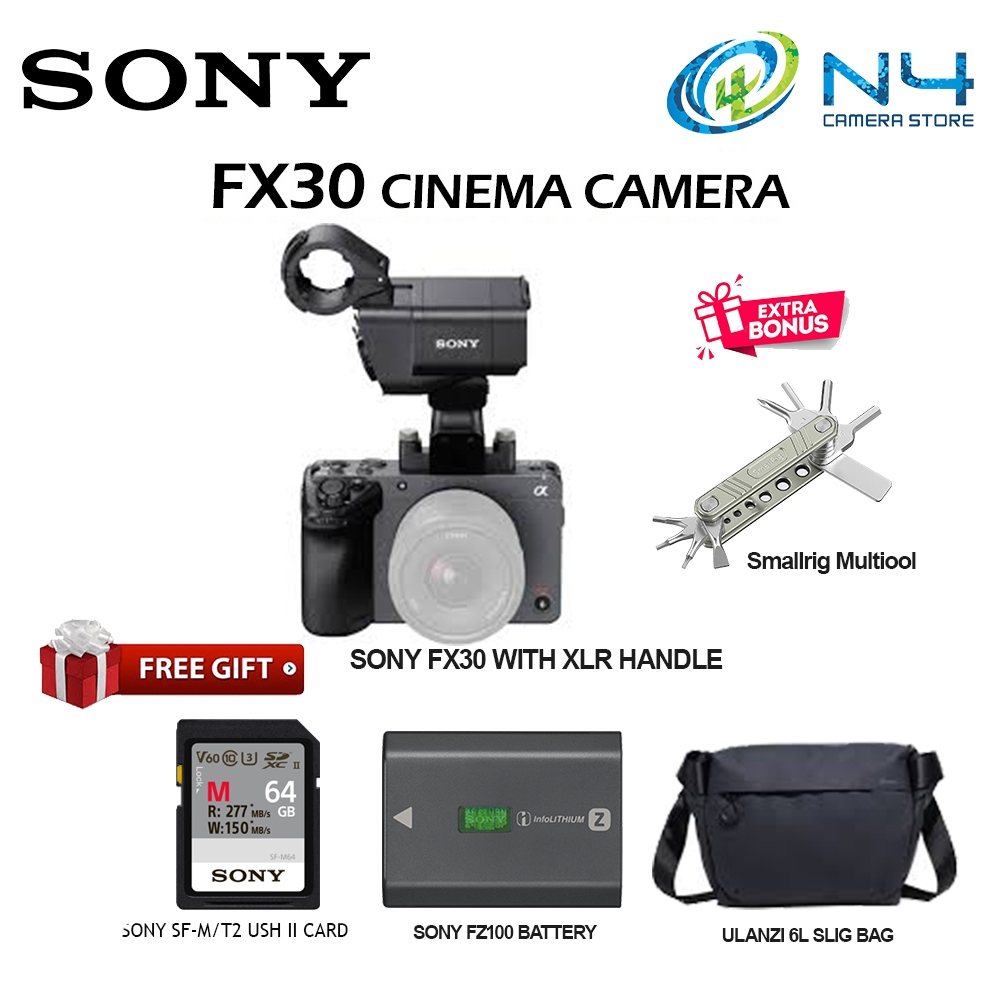 Sony FX30 Digital Cinema Camera with XLR Handle Unit ( 1+1 Year Sony ...