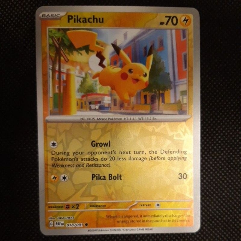 Pokemon Card TCG : Paldean Fates : Pikachu 018/091 Reverse Holo 100% ...