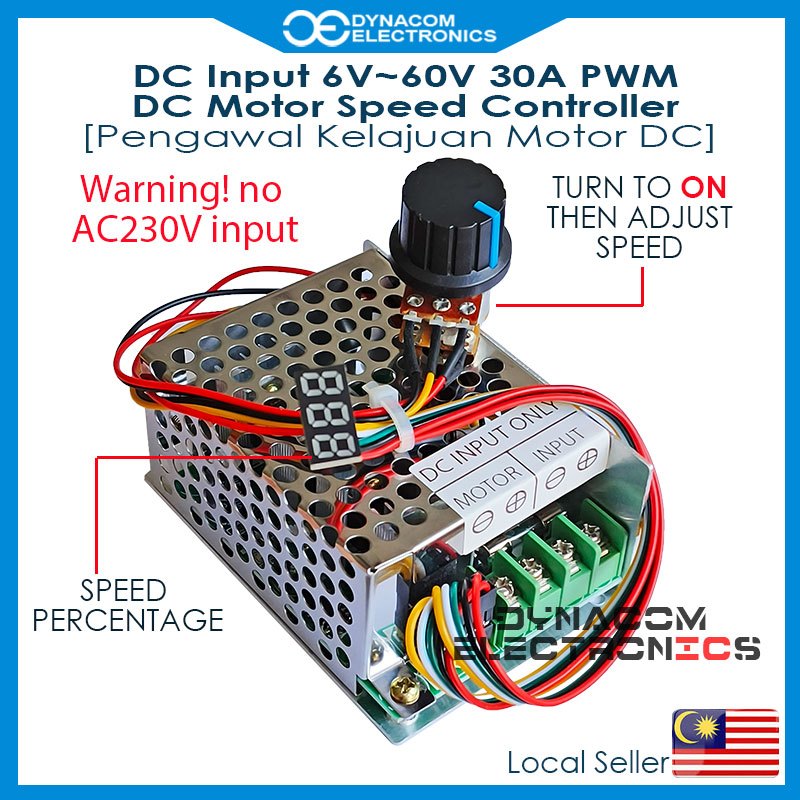 DC 6V~60V 30A PWM DC Motor Speed Controller Module [Pengawal Kelajuan Motor DC] | Shopee Malaysia