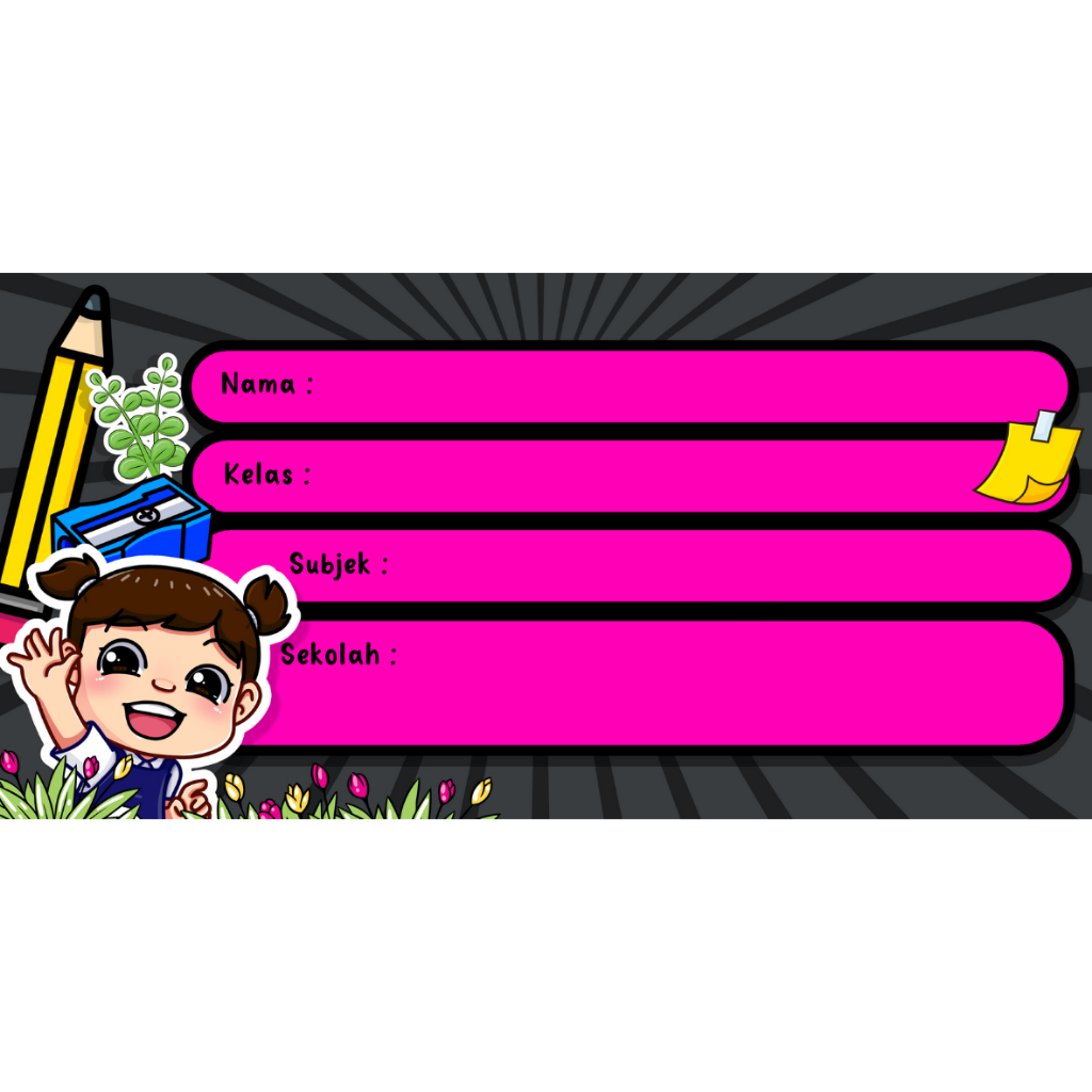 Sticker Buku Latihan Cute Design | Pelekat Nama Buku Nota | Sticker ...