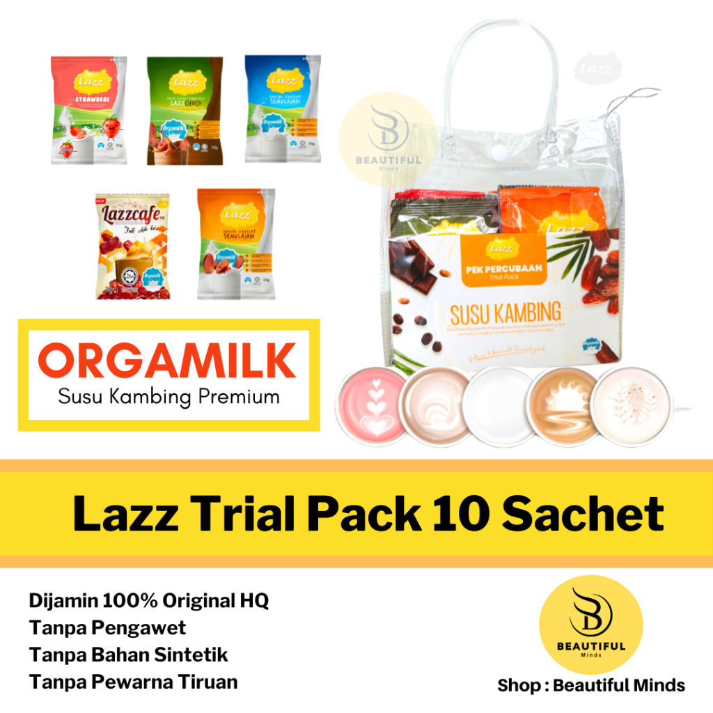 LAZZ Starter Trial Susu Kambing Supermix 1 Pack 10 Sachet x 25gram | 5 Perisa x 2 - Asli, Kurma ...