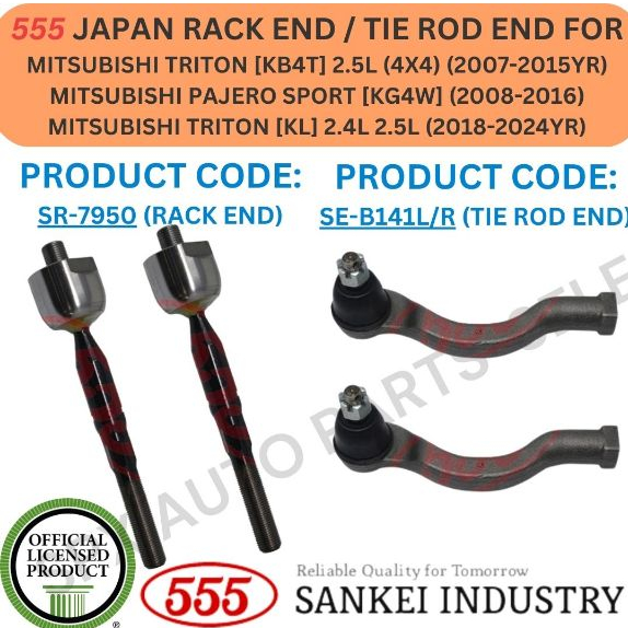 555 GENUINE JAPAN TIE ROD END / RACK END FOR MITSUBISHI TRITON [KB] '07 ...