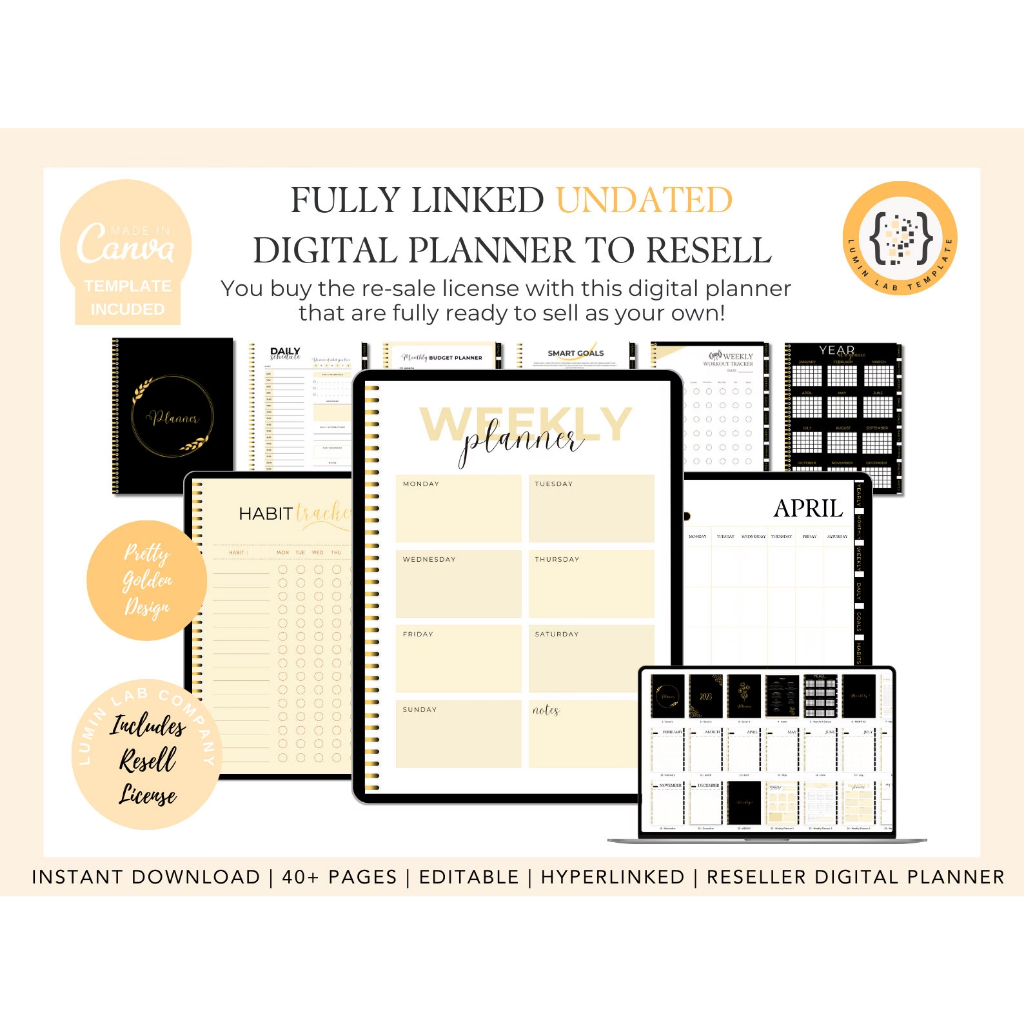 PLR Digital Planner Template | Canva Commercial Use Editable Planner ...