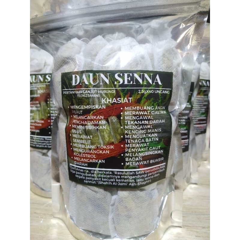 TEH DAUN SENNA, 100% ASLI DAUN SENNA.. 40 UNCANG DALAM 1 PEK | Shopee ...