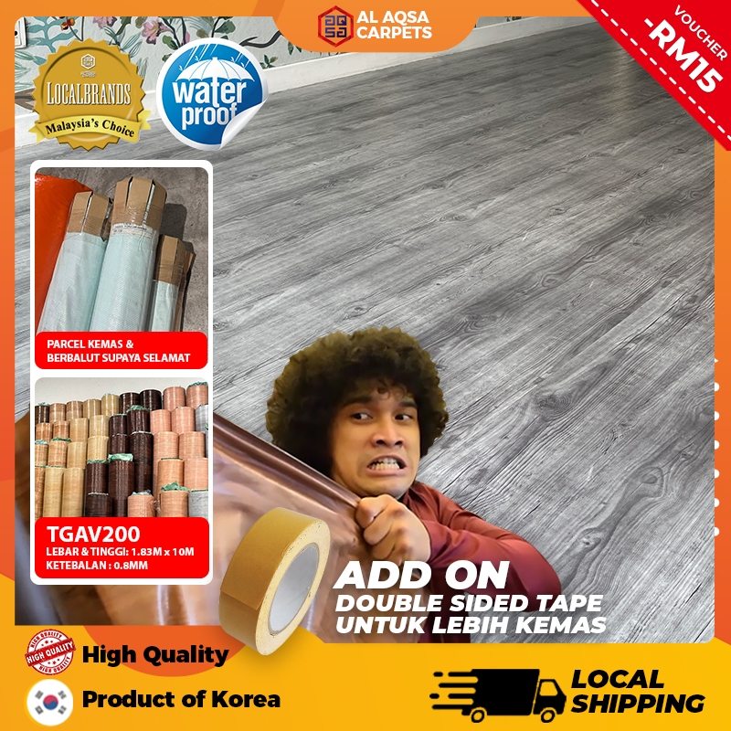 Tikar Getah Tebal Murah 10m TGAV Texture Vinyl Tebal Anti Slip Tidak ...