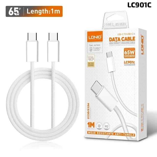 LDNIO LC901C 65W / 1000mm Type-C to Type-C Braided Fast Charge Cable ...