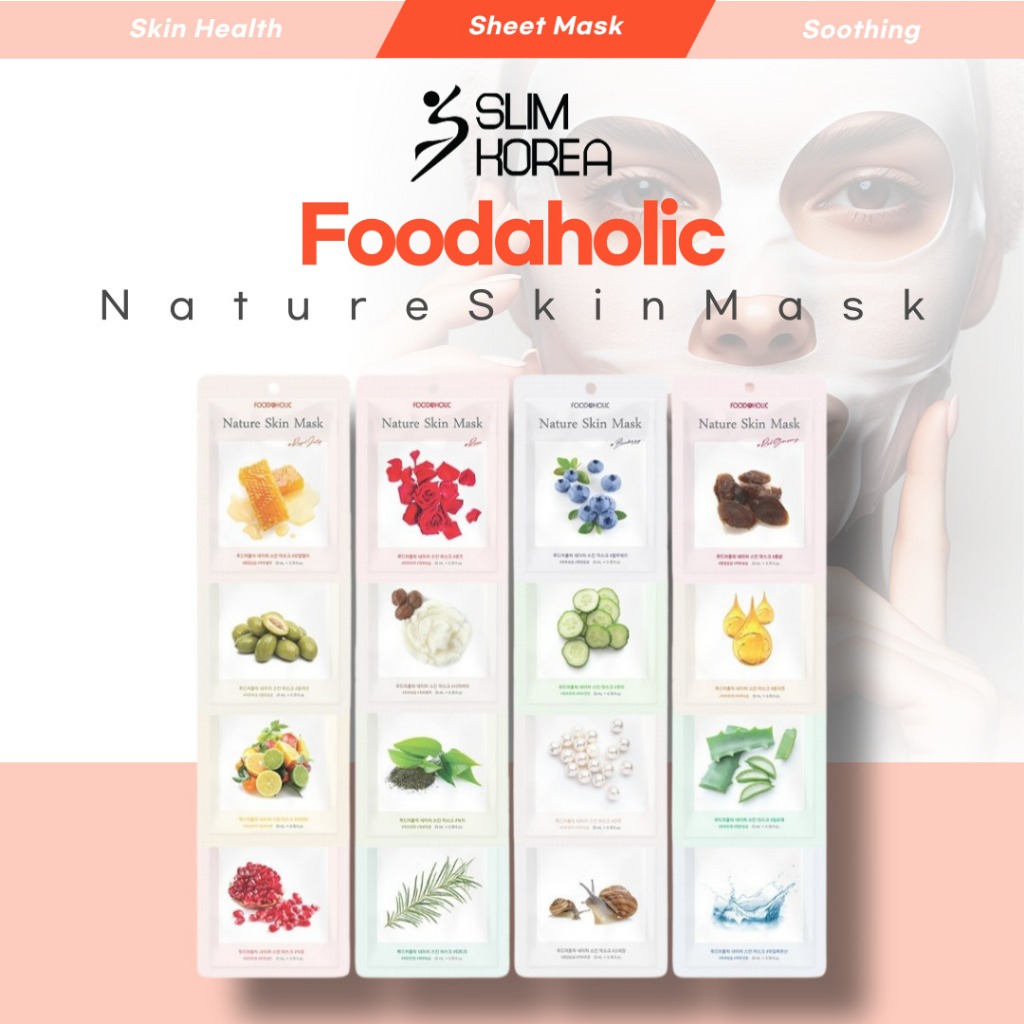 Foodaholic Korean Sheet Mask 16 Types/Cucumber, Aloe, Tea Tree, Green ...