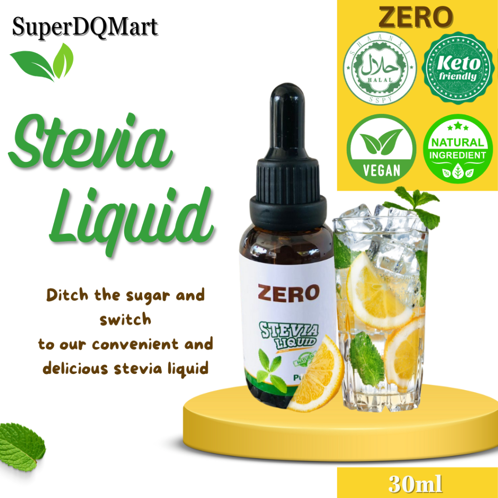 ZERO Stevia Liquid Drops 30ml - Halal | Vegan | Zero Calories | Zero ...