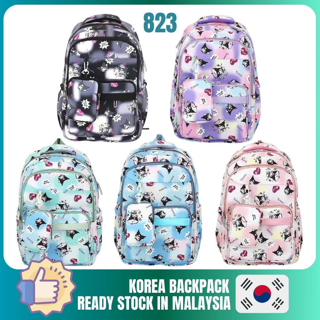 823 KUROMI Korea Backpack / 书包 / Beg Galas Sekolah Sanrio Collection ...
