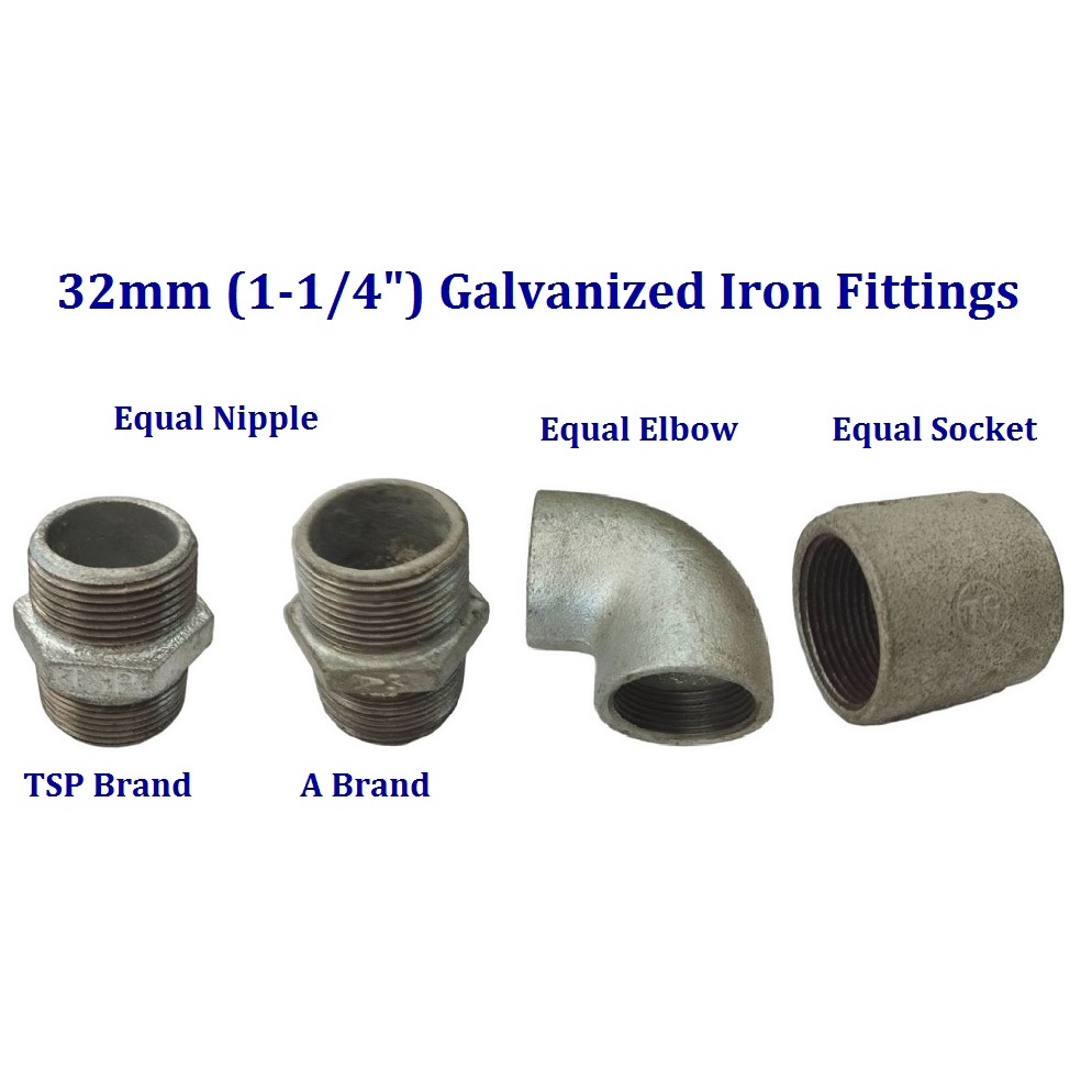32mm ( 1-1/4" ) Galvanized Iron ( GI ) Malleable Iron Galvanised Pipe Fitting Equal Nipple Equal ...