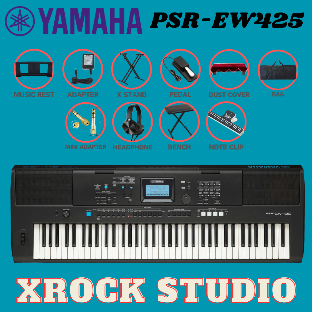 Yamaha PSR-EW425 76 Key Portable Keyboard Package ( PSREW425 PSR EW425 ...