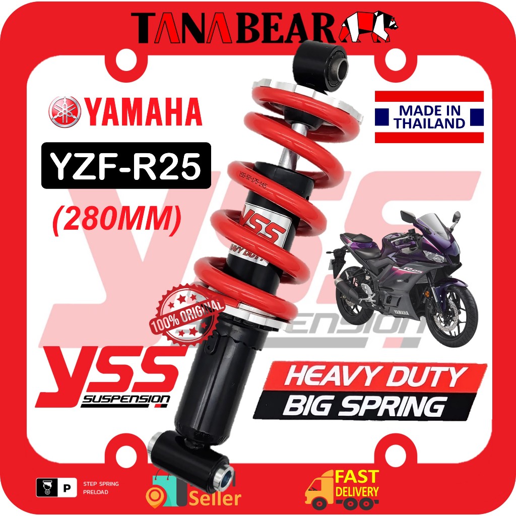 YSS YZF-R25 / R3 (280MM) BIG SPRING HEAVY DUTY adjustable absorber ...