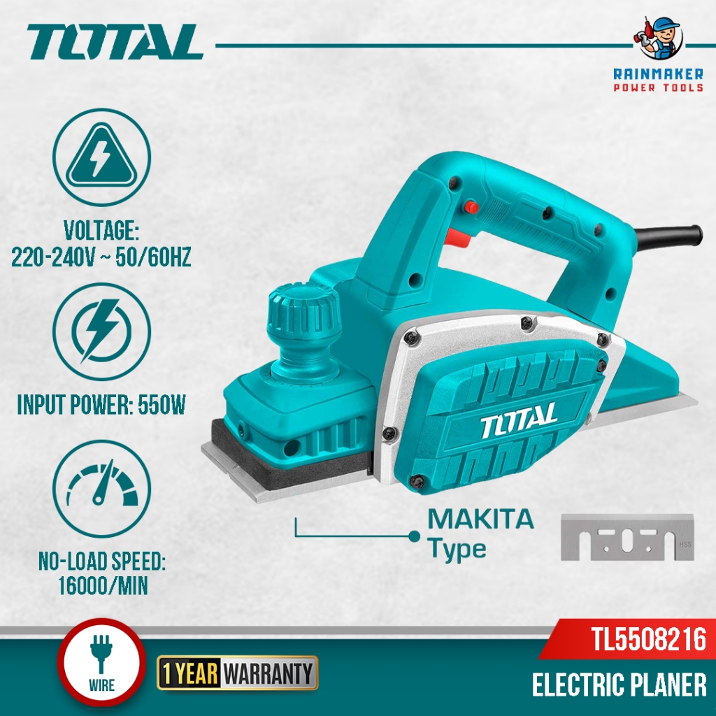 TOTAL Electric wood planer 550watt w/ Planer Blade 82*29*3mm ...