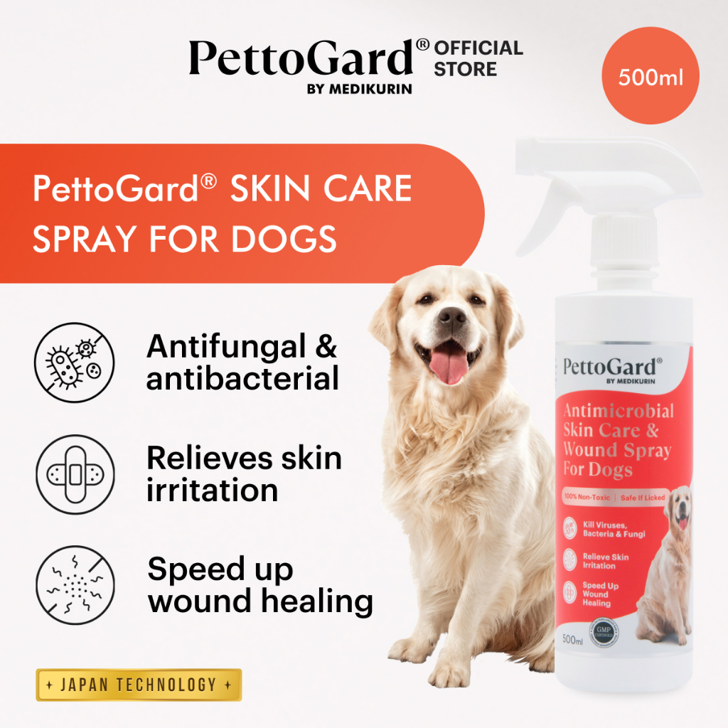 PettoGard Antimicrobial Skin Care & Wound Spray for Dogs 500ml (fungal ...