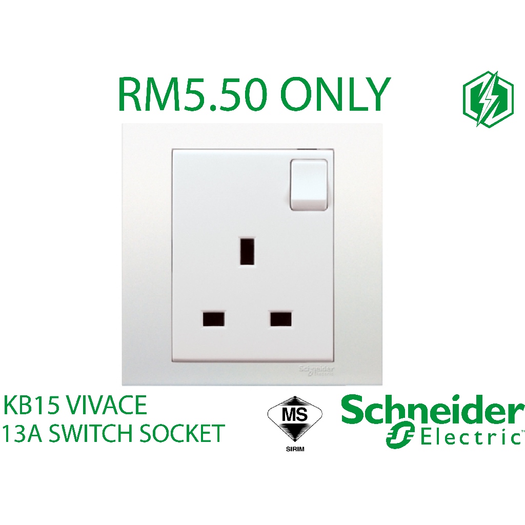SCHNEIDER 13A 1GANG SWITCHED SOCKET VIVACE KB15 | Shopee Malaysia