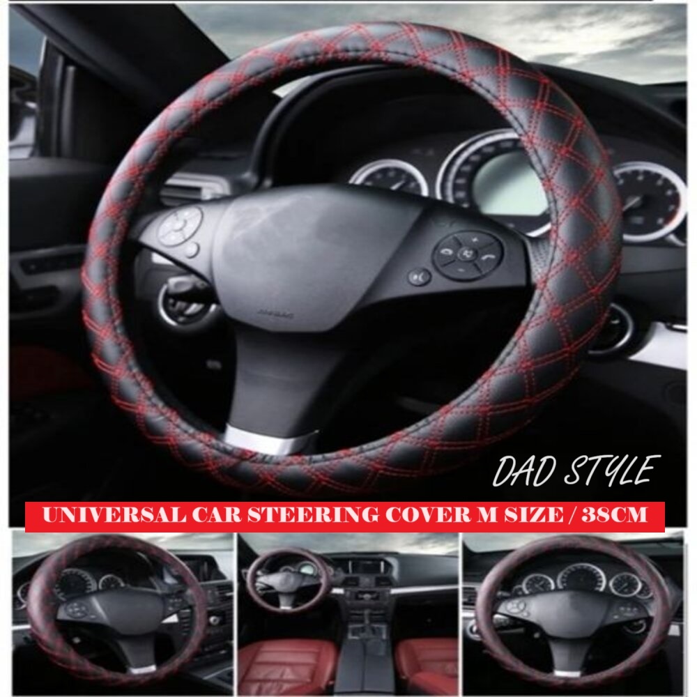 Car Steering Cover M Size 38cm 14inch DAD Wheel Cover Wrap Black with ...