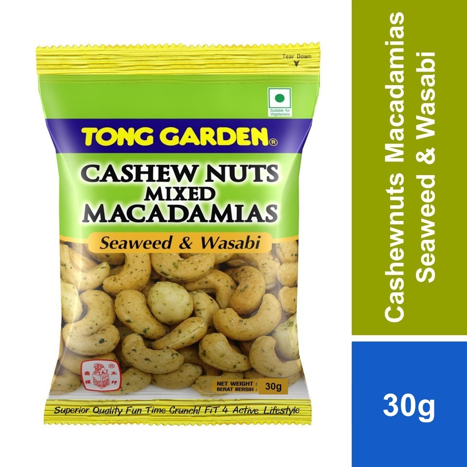 Tong Garden Cashew Nuts Mixed Macadamias Seaweed & Wasabi 30g | Shopee ...