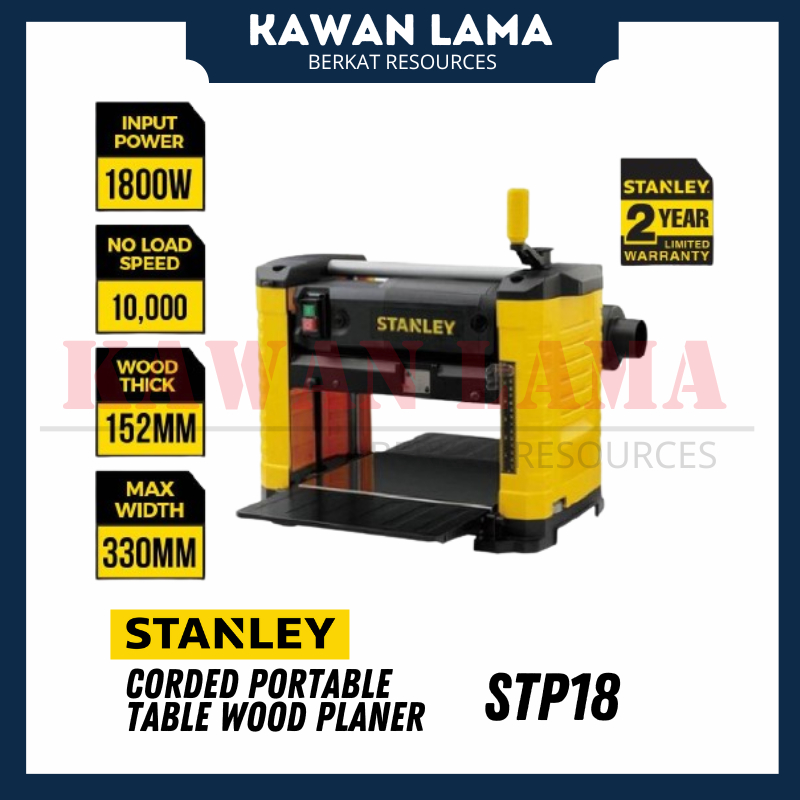 STANLEY STP18 CORDED PORTABLE TABLE WOOD PLANER 1800W 13" 330MM ( STP18 ...