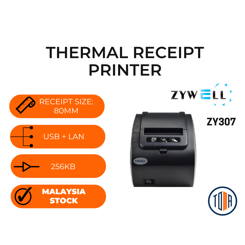 Zywell ZY307 Thermal Receipt Printer 80mm (USB / USB + LAN) POS Printer ...