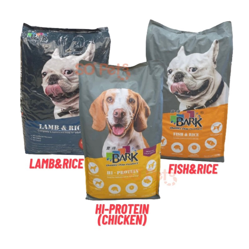 Bark Dog Food Lamb&Rice ,HighProtein &Fish&Rice Repack 1kg | Shopee ...