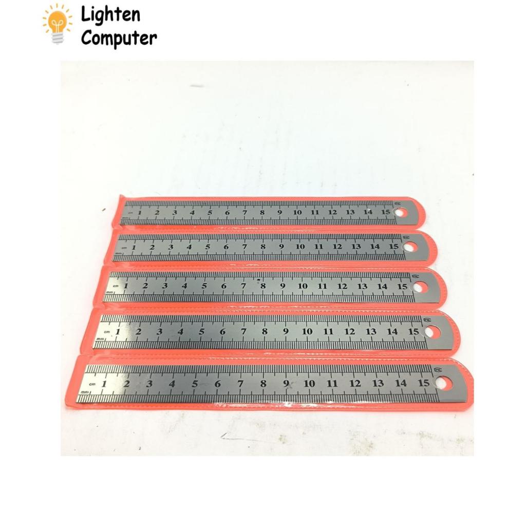 MKR Stainless Steel Double Sided Ruler 15cm Pembaris Besi / Metal Ruler ...