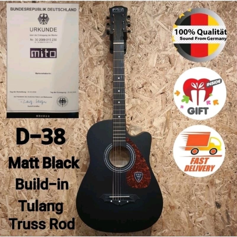 Mito D-38 38" Besi Tulang Truss Rod Acoustic Guitar [Sound From Germany ...