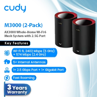 Cudy M3000 (2-Pack) | AX3000 Wi-Fi 6 Mesh 2.5G Solution / Dual Band Wi-Fi 6 Mesh System | Shopee ...
