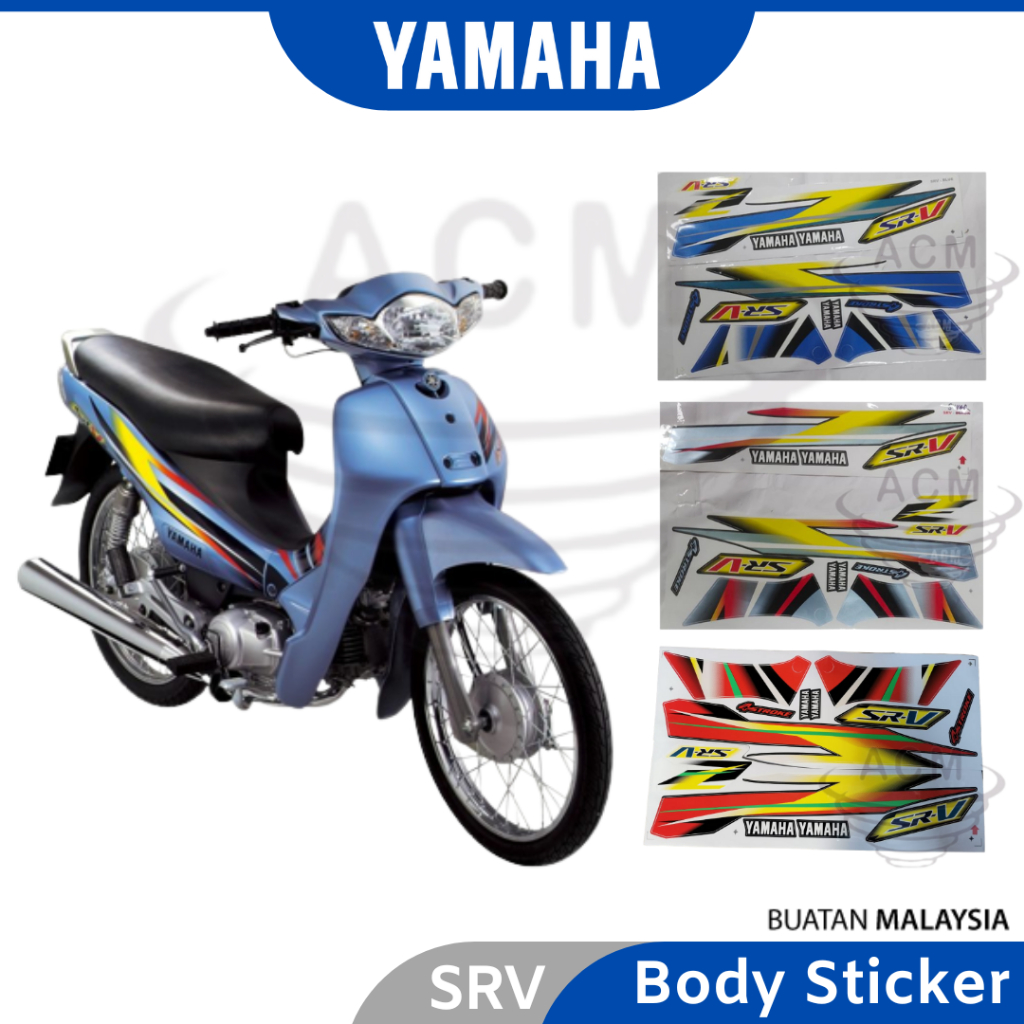YAMAHA SRV Sticker Body Cover Set Coverset Strike Stripe SRV - Blue Silver Red Merah Biru ...
