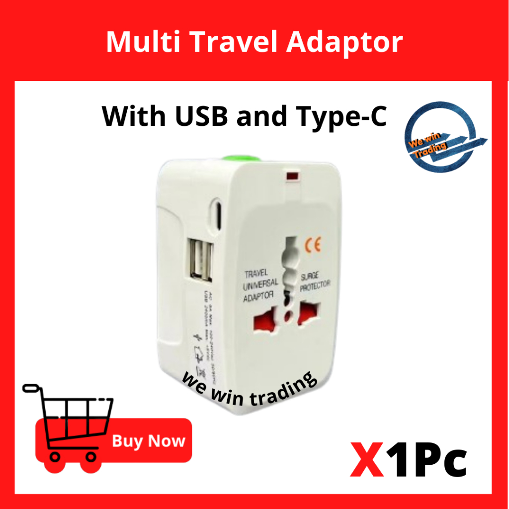 Multi Travel adapter converter with neon 13A use 110v~240v pelancong ...