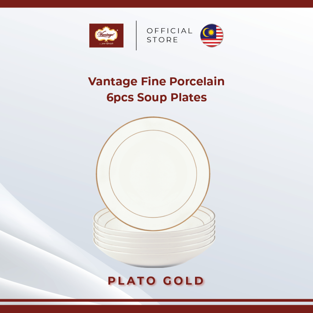Vantage Fine Porcelain Plato Gold 6 in 1 Soup Plate | Shopee Malaysia