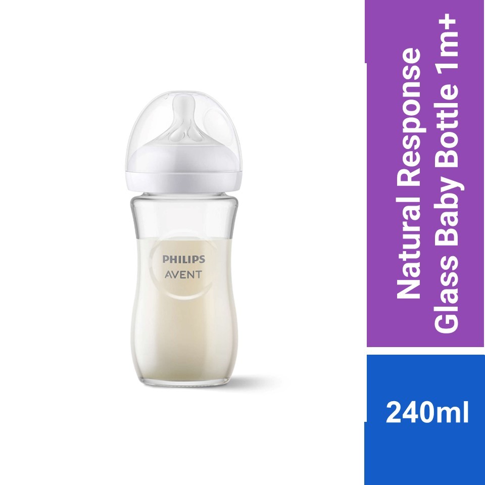 Philips Avent Natural Response Glass Baby Bottle 1m+ (8oz/240ml) SCY933 ...