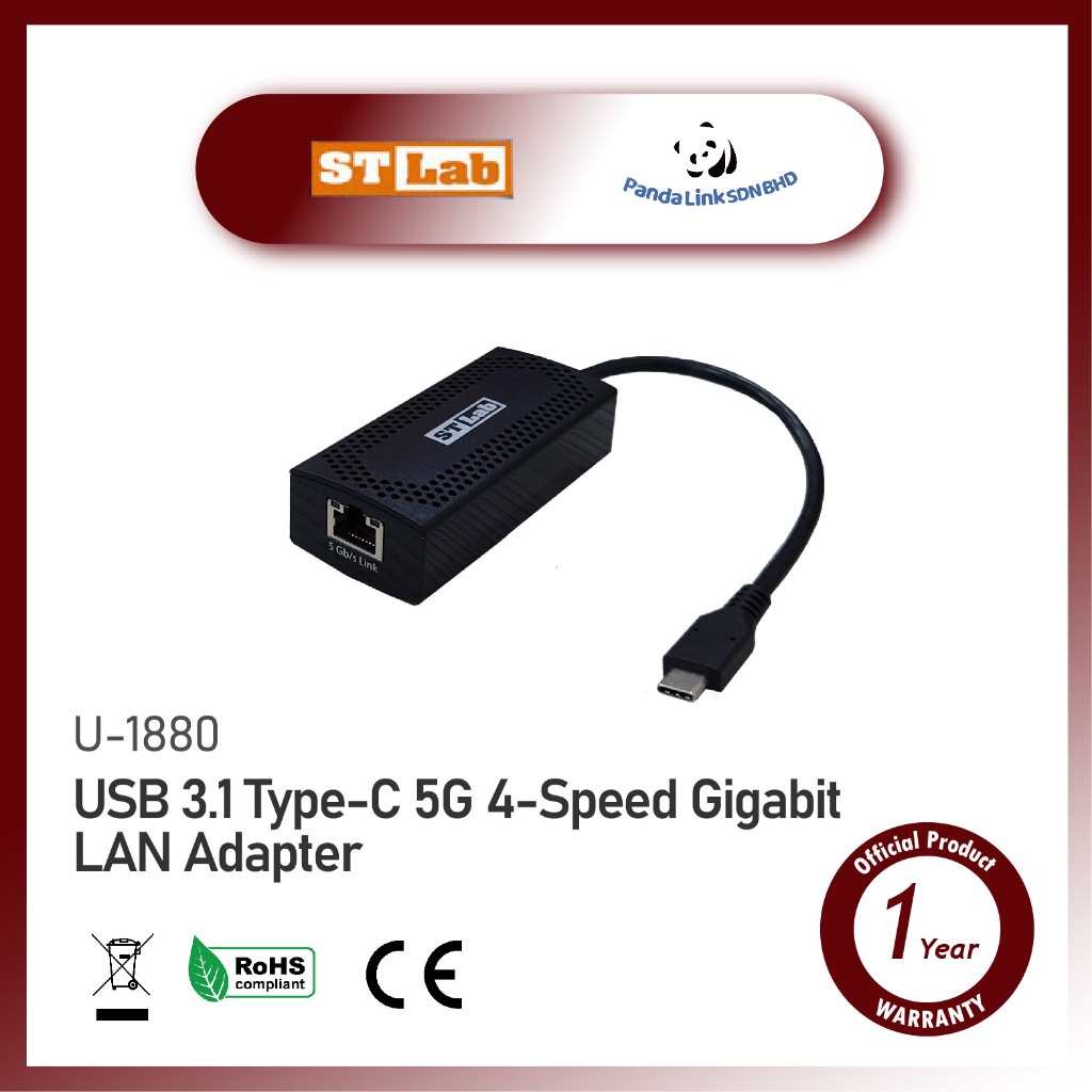 ST-LAB U-1880 USB3.1 Type-C 5G 4-Speed Gigabit LAN Adapter | Shopee ...