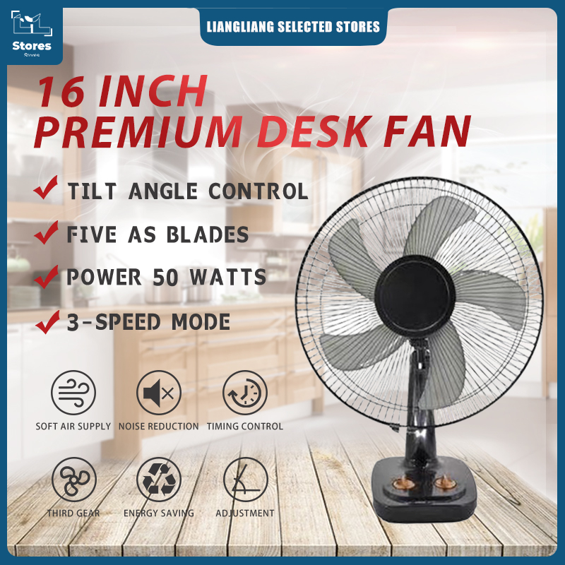 【READY STOCK】High Performance Table/Desk Fan/Kipas Meja with 5 Blades, 3 Speed - (16'') Easy to ...