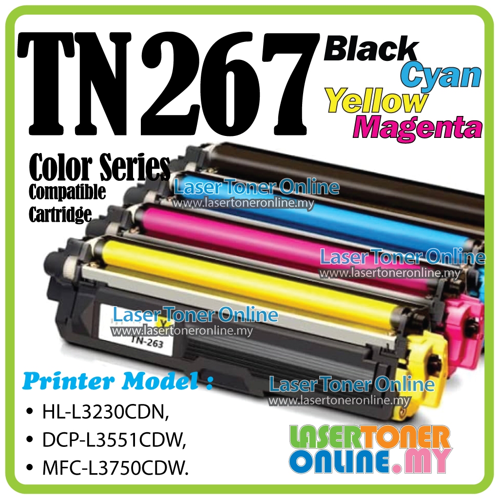 Compatible to Brother TN267 TN-267 Color Toner HL L3230CDN DCP L3551CDW ...