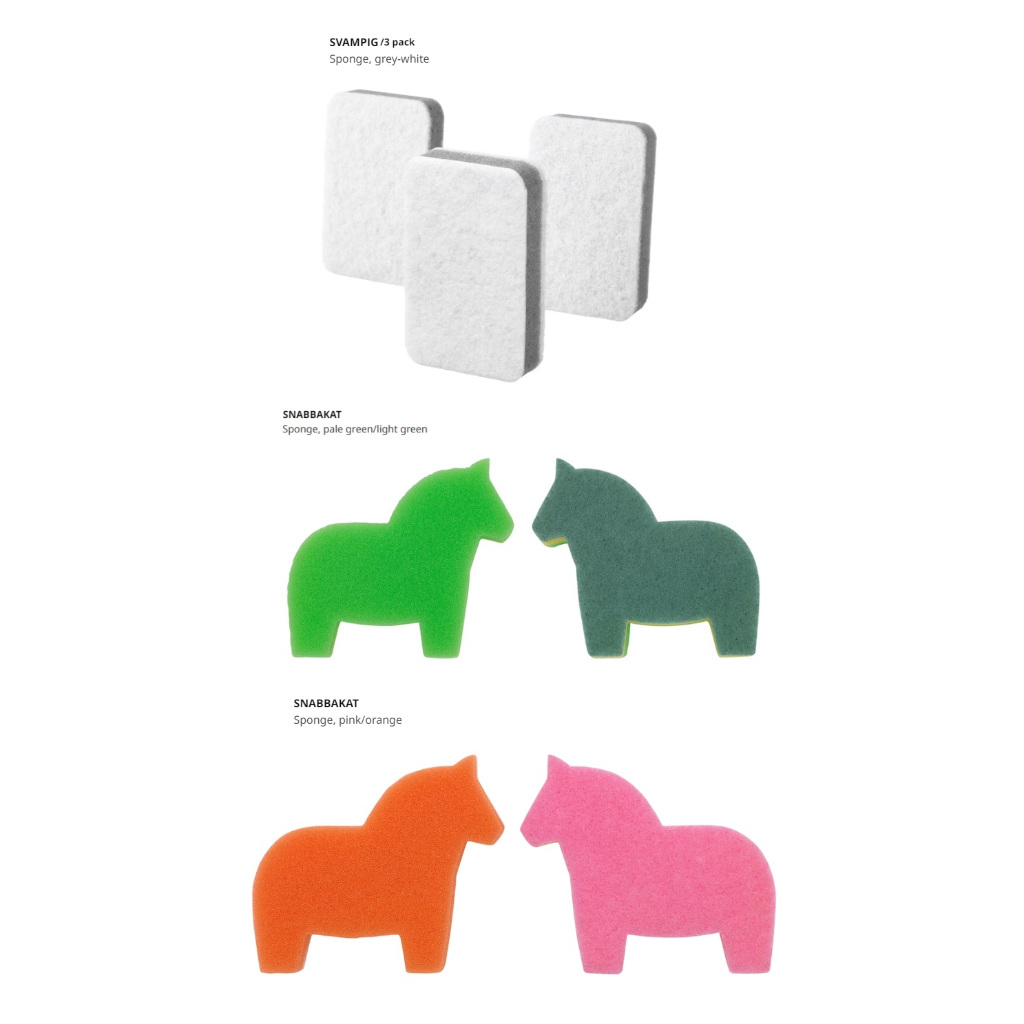 IKEA SVAMPIG | SNABBAKAT Dishwashing Sponge | Span | Dala horse | 海绵 ...