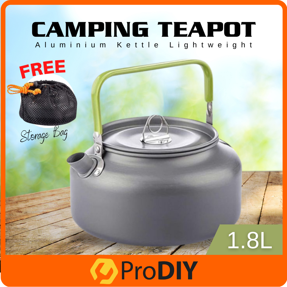 1.8L Camping Teapot Aluminium Kettle Lightweight Portable Khemah ...