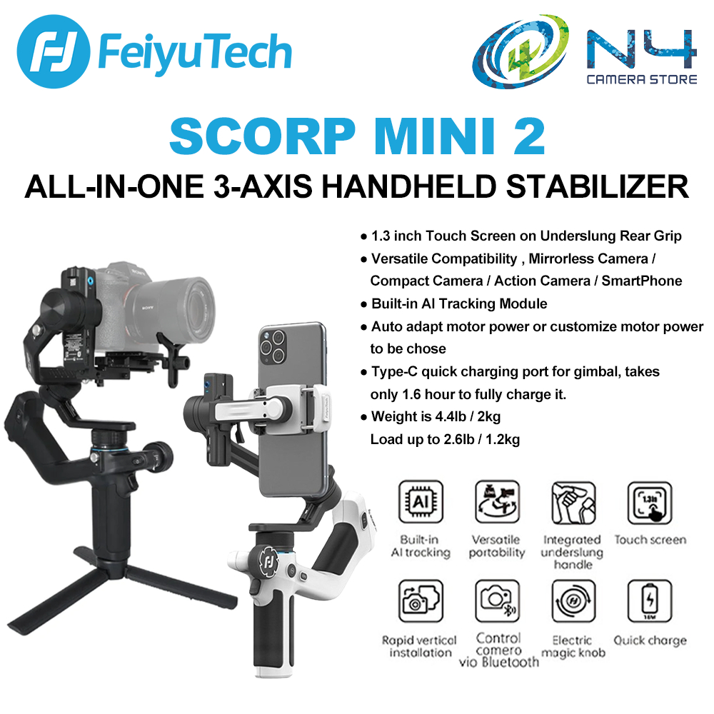 FeiyuTech SCORP Mini 2 All-in-One 3-Axis Handheld Gimbal Stabilizer for Mirrorless Camera ...